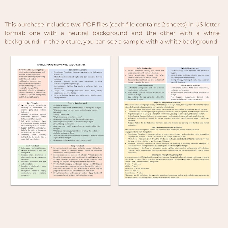 MI Cheat Sheet, Motivational Interviewing Therapy Cheat Sheet ...