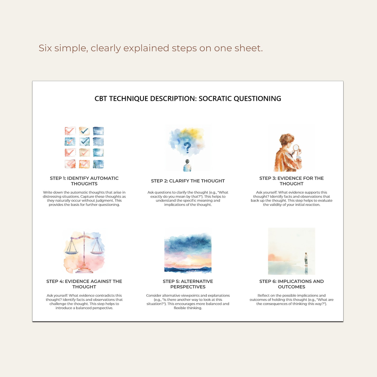 Socratic Questioning, CBT Technique, CBT Worksheet, Cognitive ...