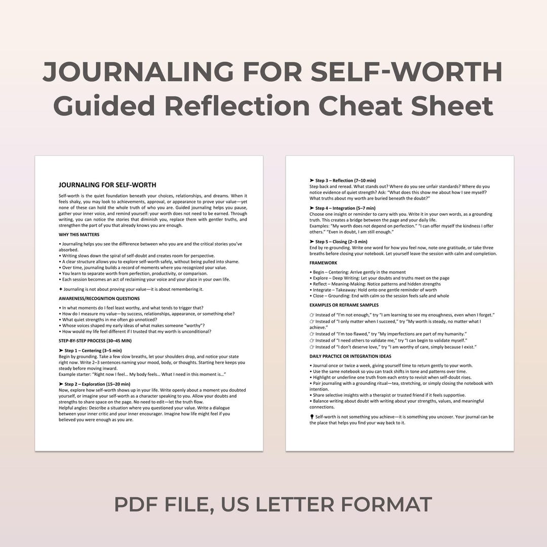 Guided Self Worth Reflection Journal Practice Building Inner Trust ...