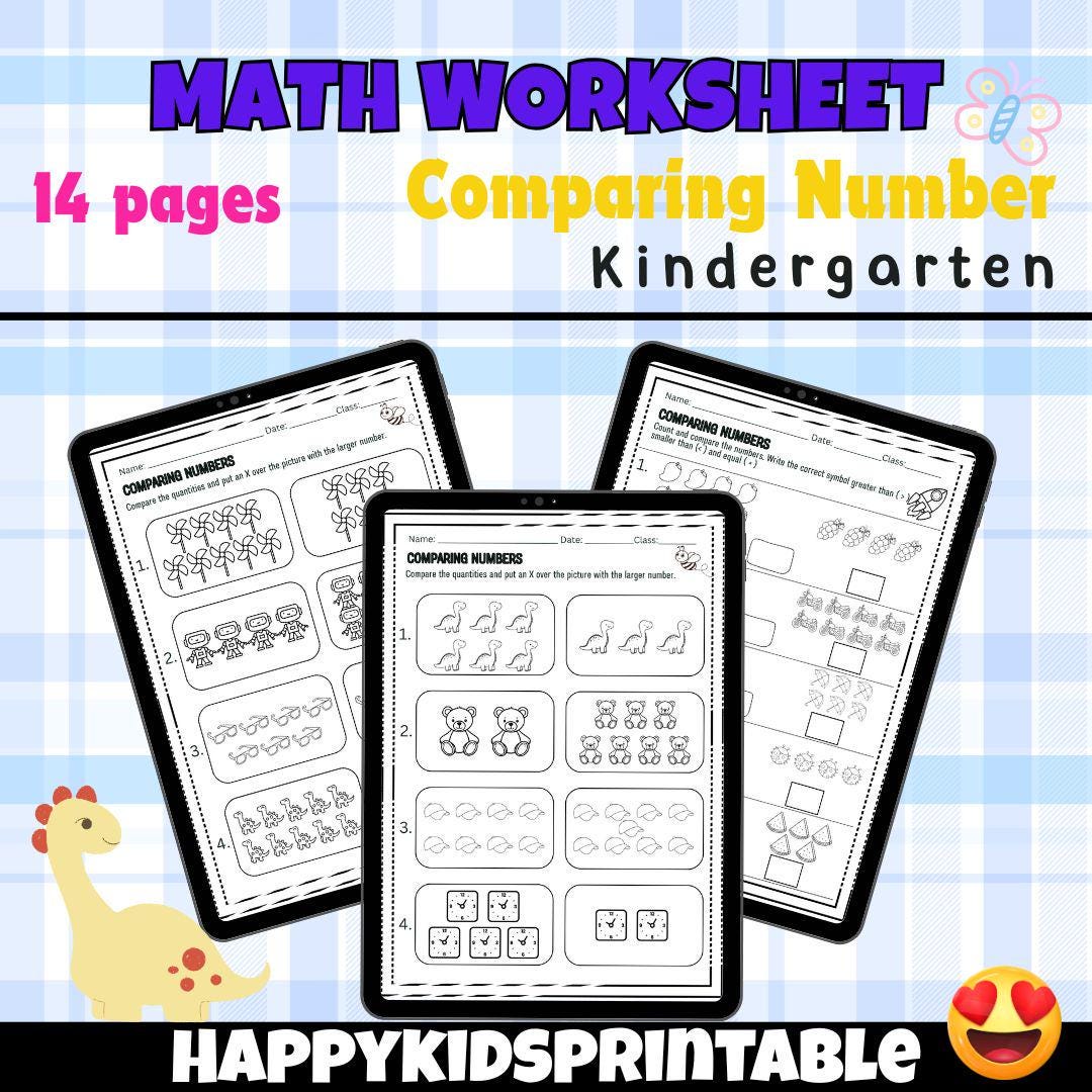 Comparing Numbers Worksheets for Kindergarten | Greater Than, Less Than ...