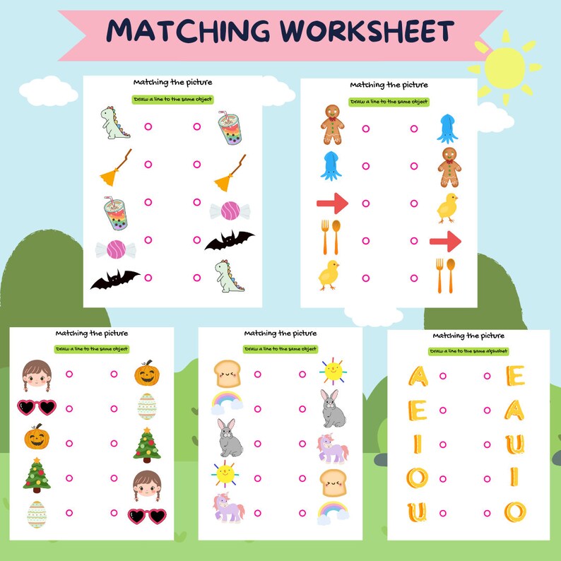 Preschool Worksheet, 25 Printable, Color Matching, Alphabet Matching ...