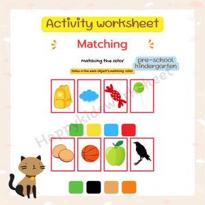 Preschool Worksheet, 25 Printable, Color Matching, Alphabet Matching ...
