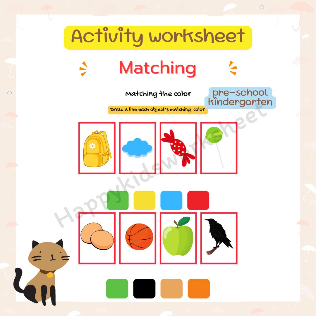 Preschool Worksheet, 25 Printable, Color Matching, Alphabet Matching ...