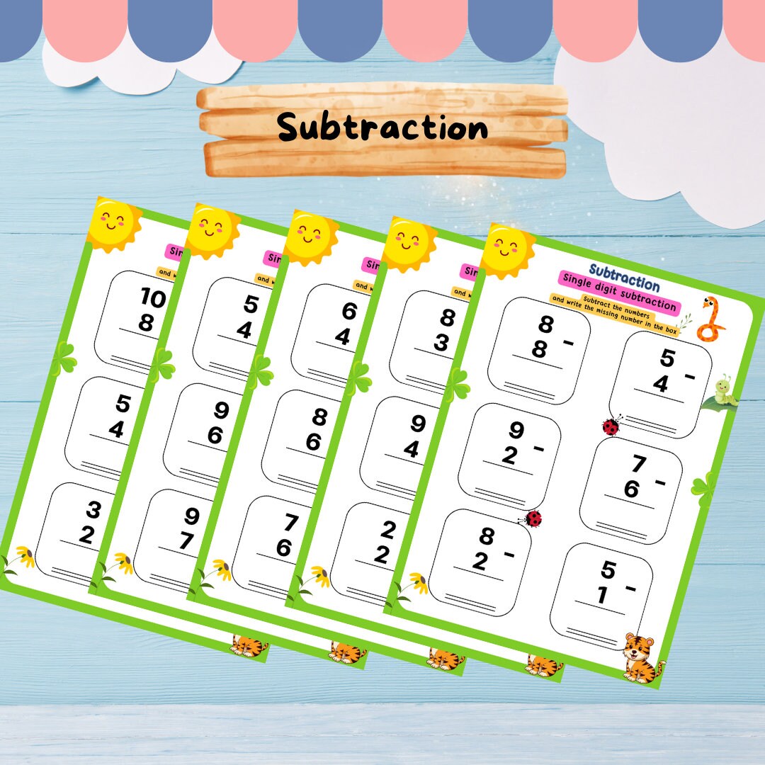 23 Printable Subtraction, Fill in the Blanks Worksheets, Math Worksheet ...