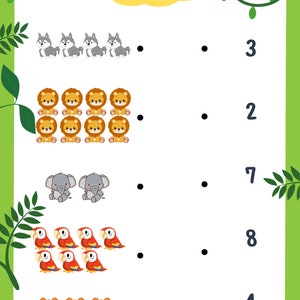 Kindergarten Worksheet, Count and Match, Math Worksheet, Counting ...