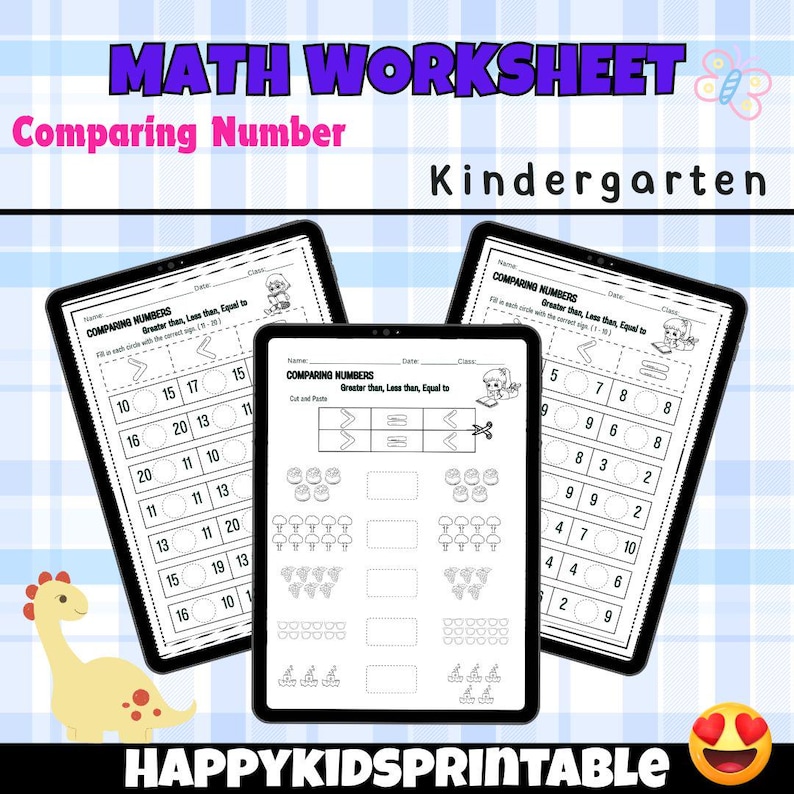 Comparing Numbers Worksheets for Kindergarten | Greater Than, Less Than ...