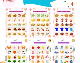 Same and Different Matching Worksheets: Preschool Printable Activities ...