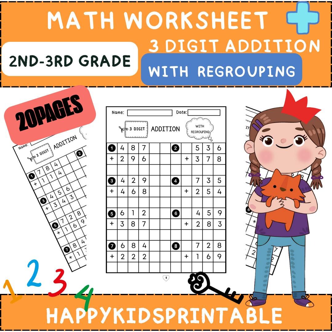 3-digit Addition With Regrouping Worksheets| Math Practice for Grades 2 ...
