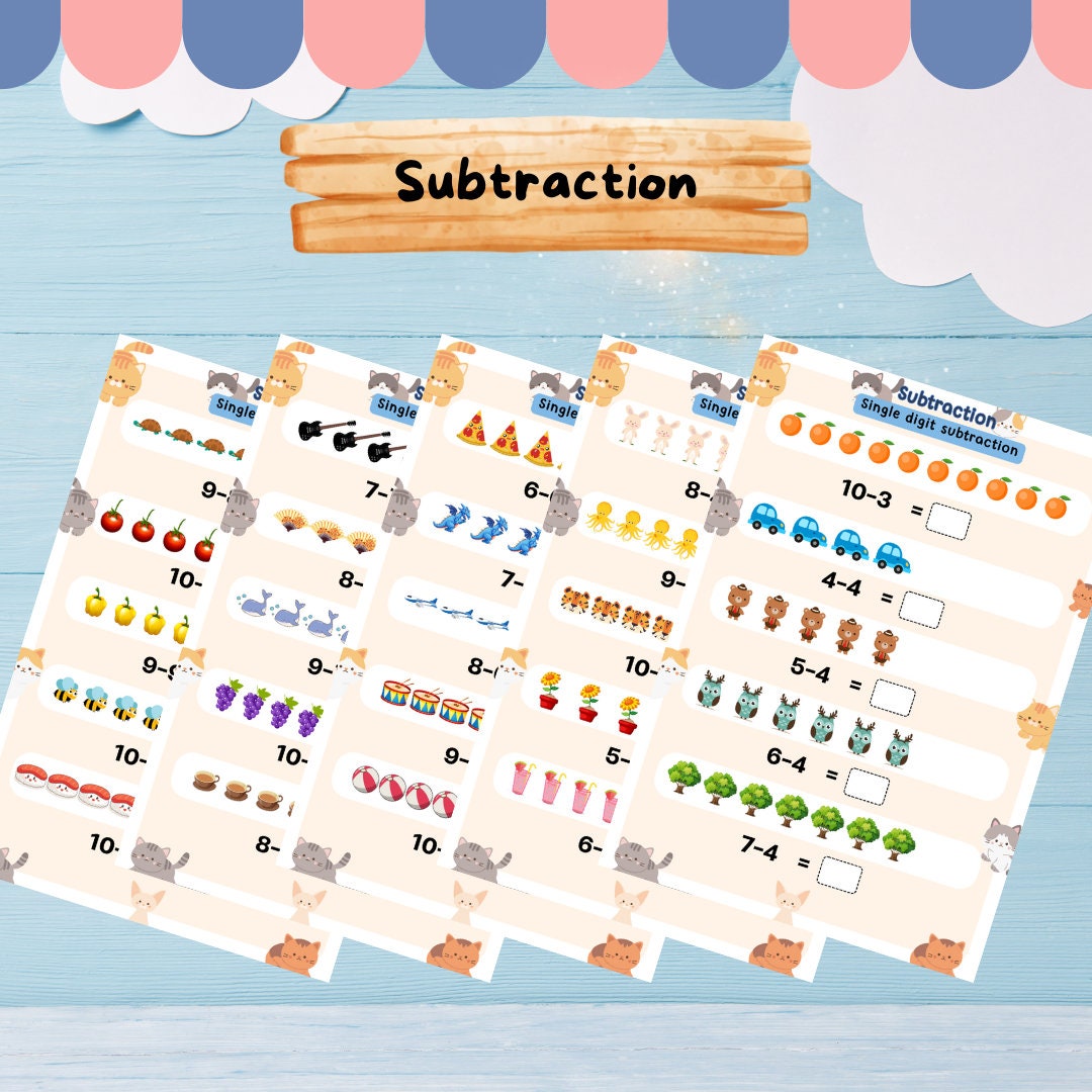 23 Printable Subtraction, Fill in the Blanks Worksheets, Math Worksheet ...