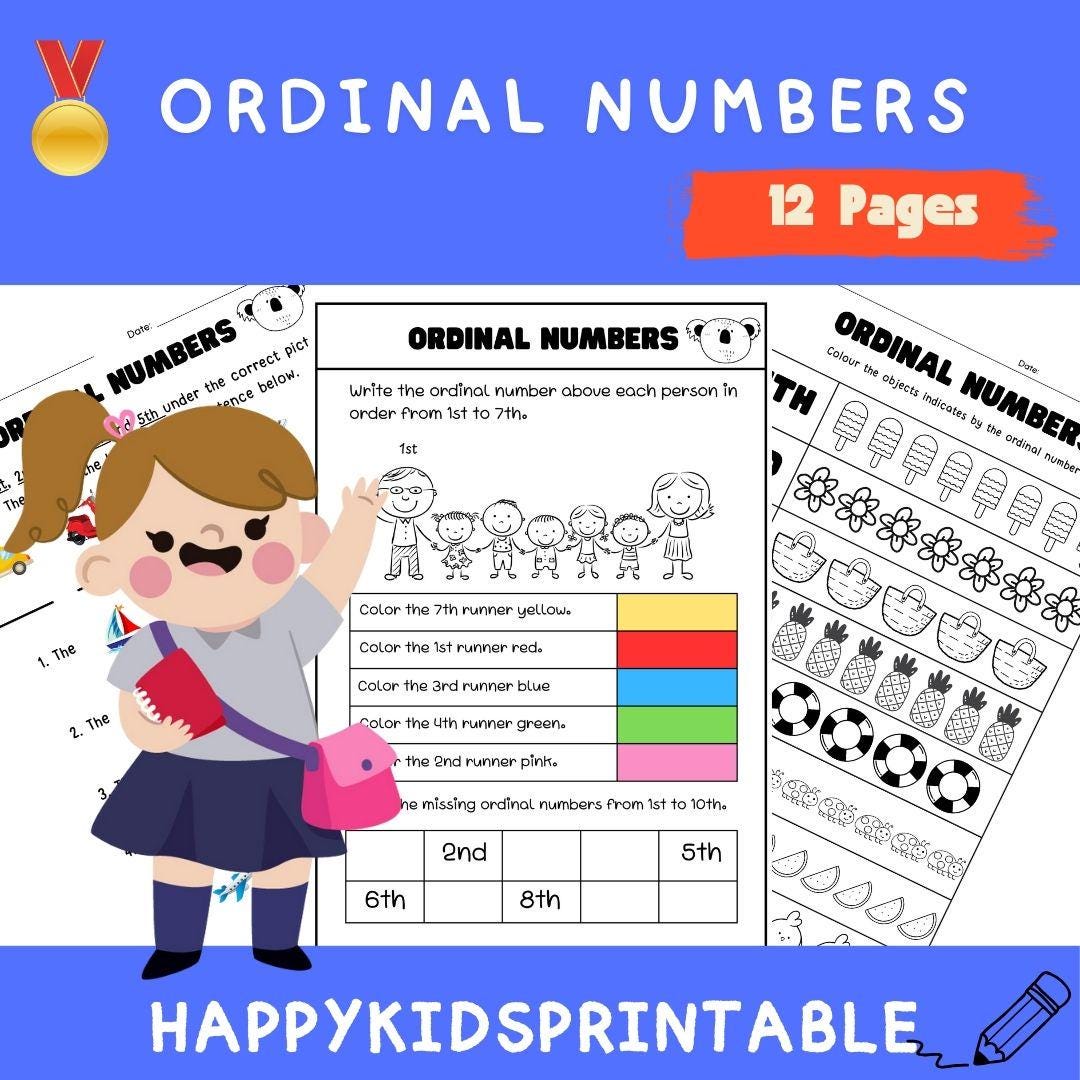 Ordinal Number Practice Worksheets | Learning 1st to 10th Place" L Math ...