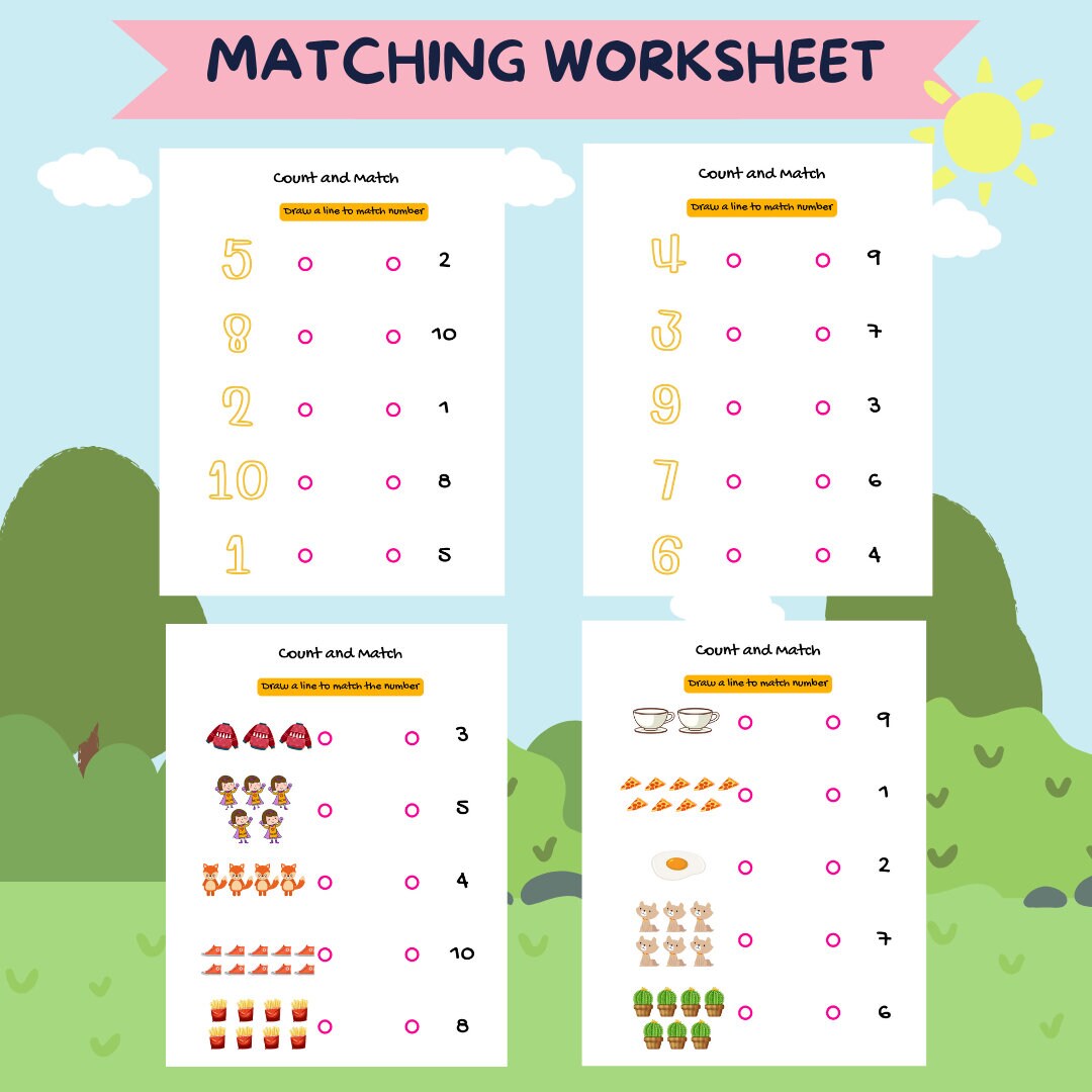 Preschool Worksheet, 25 Printable, Color Matching, Alphabet Matching ...