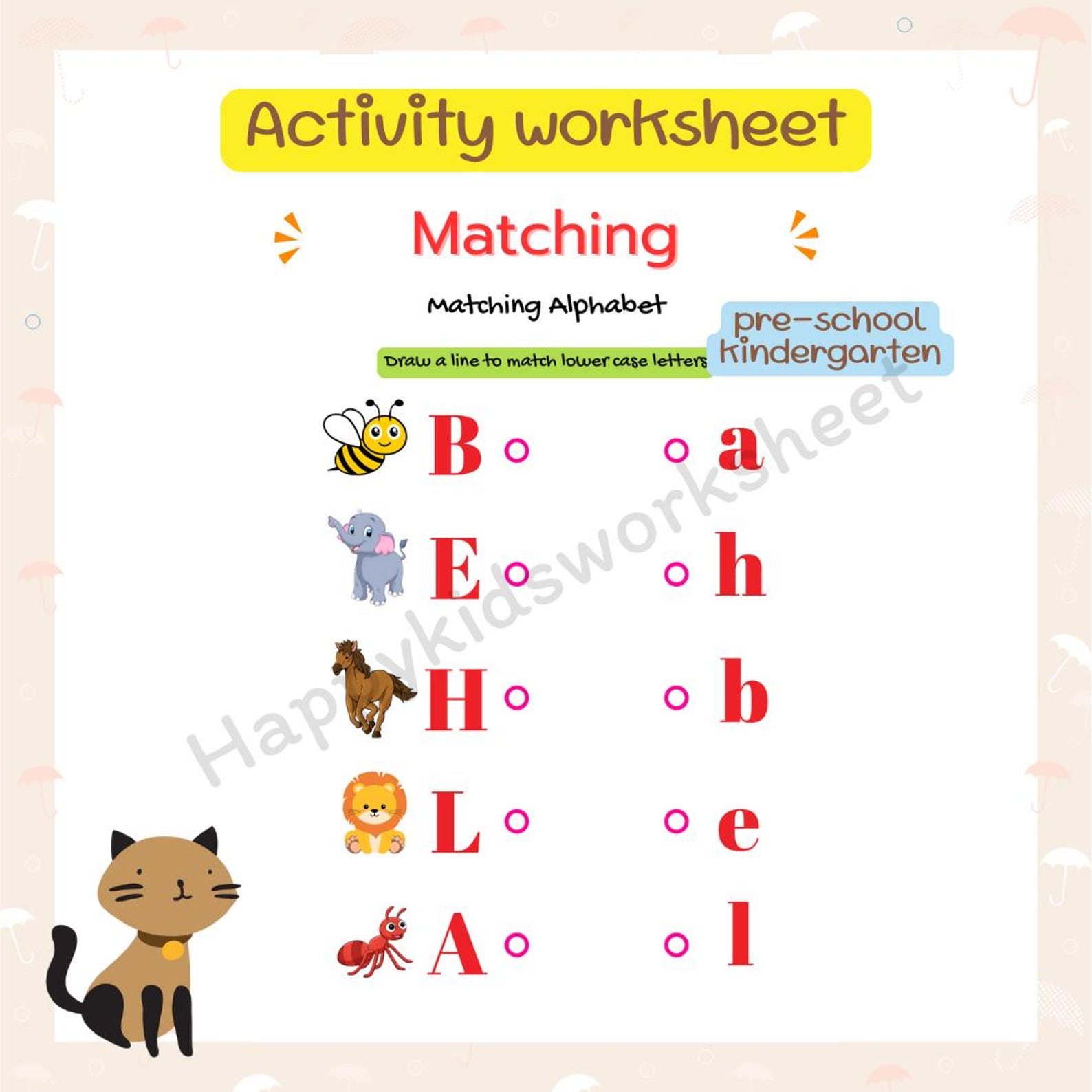 Preschool Worksheet, 25 Printable, Color Matching, Alphabet Matching ...