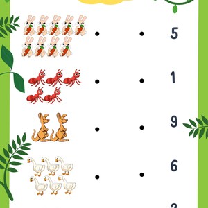 Kindergarten Worksheet, Count and Match, Math Worksheet, Counting ...