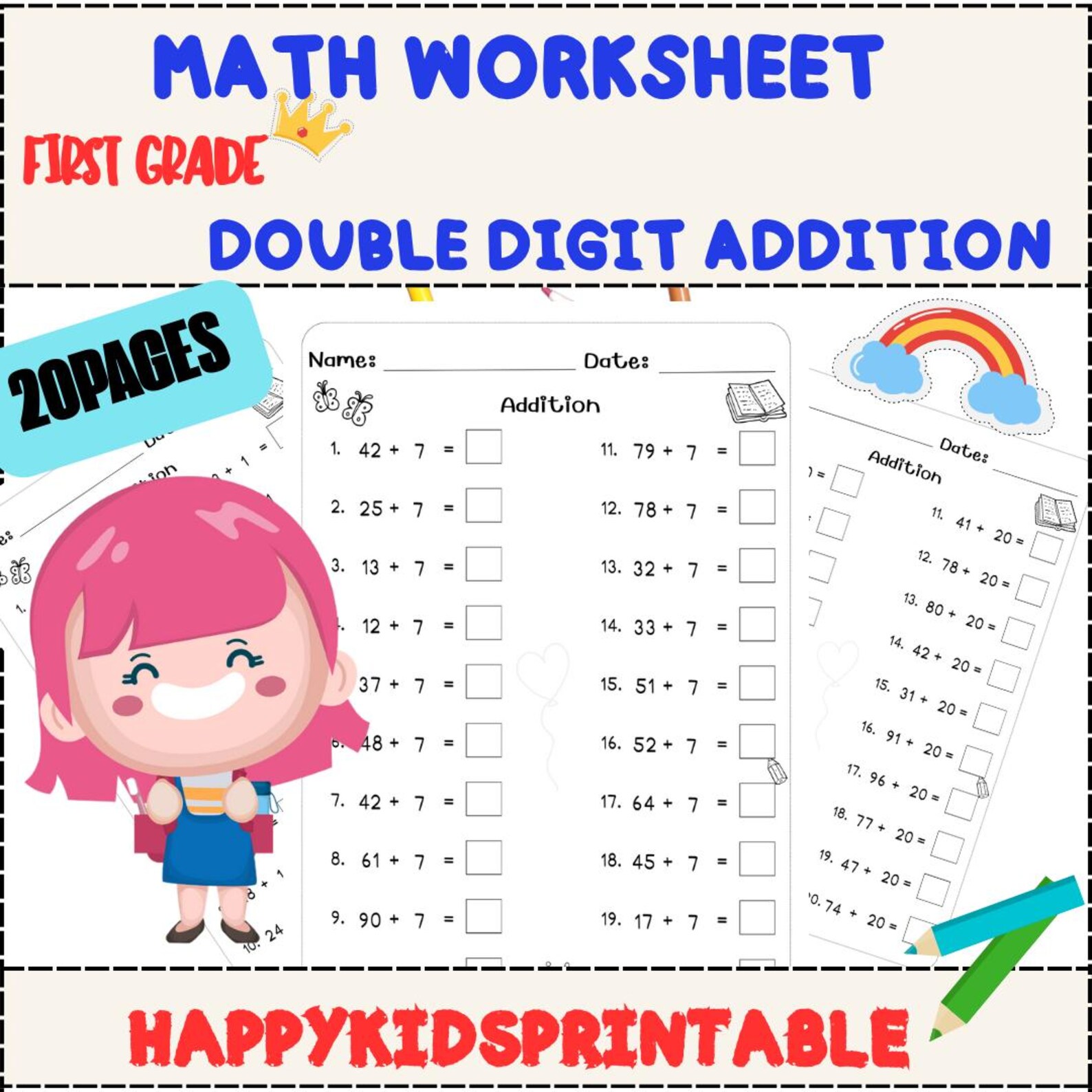 20 Printable Addition Worksheets - Printable Math Practice for Early ...