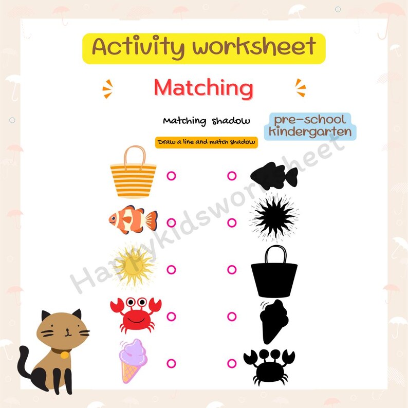 Preschool Worksheet, 25 Printable, Color Matching, Alphabet Matching ...