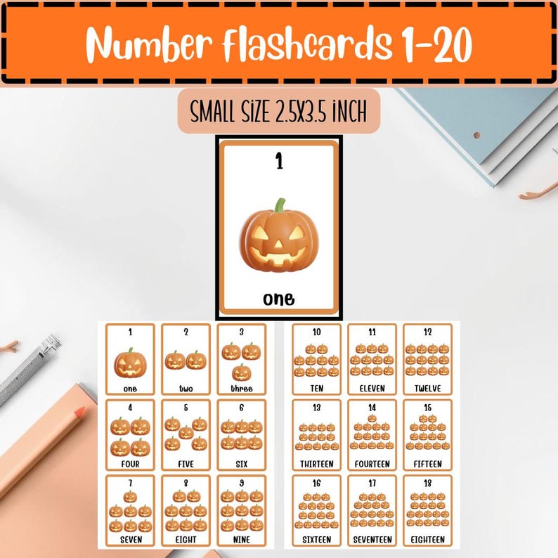 Halloween Number Flashcards: Printable Math Center Activity (PDF) - Etsy