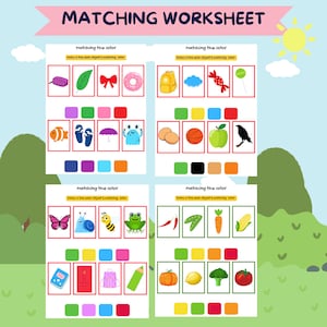 Preschool Worksheet, 25 Printable, Color Matching, Alphabet Matching ...