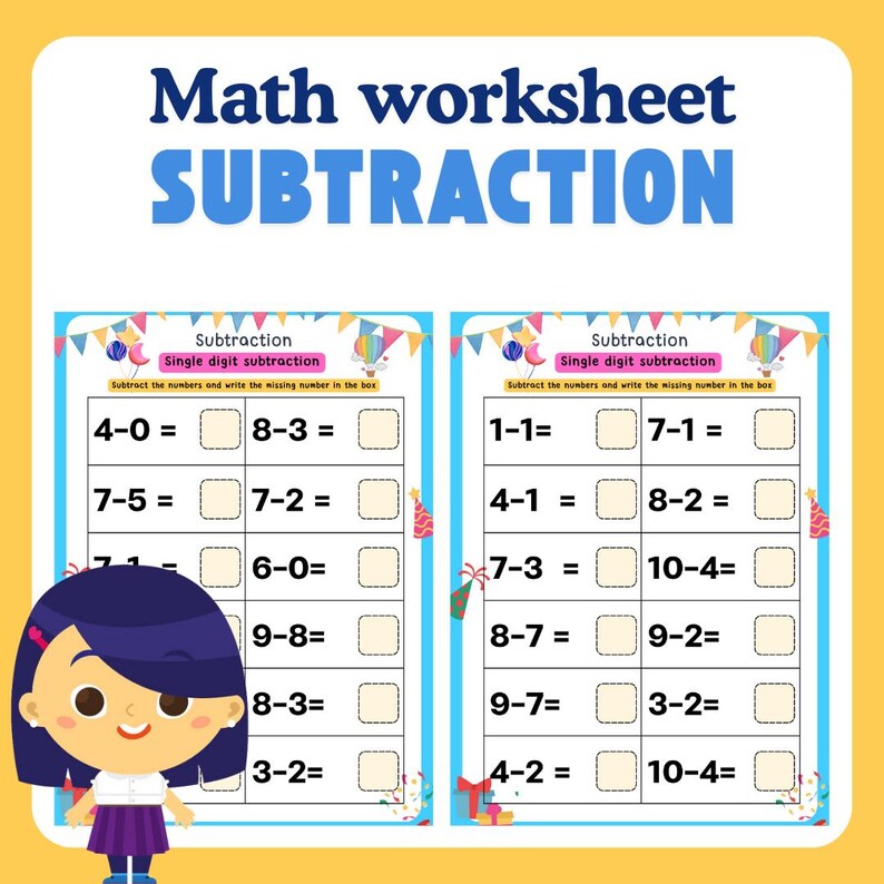 23 Printable Subtraction, Fill in the Blanks Worksheets, Math Worksheet ...