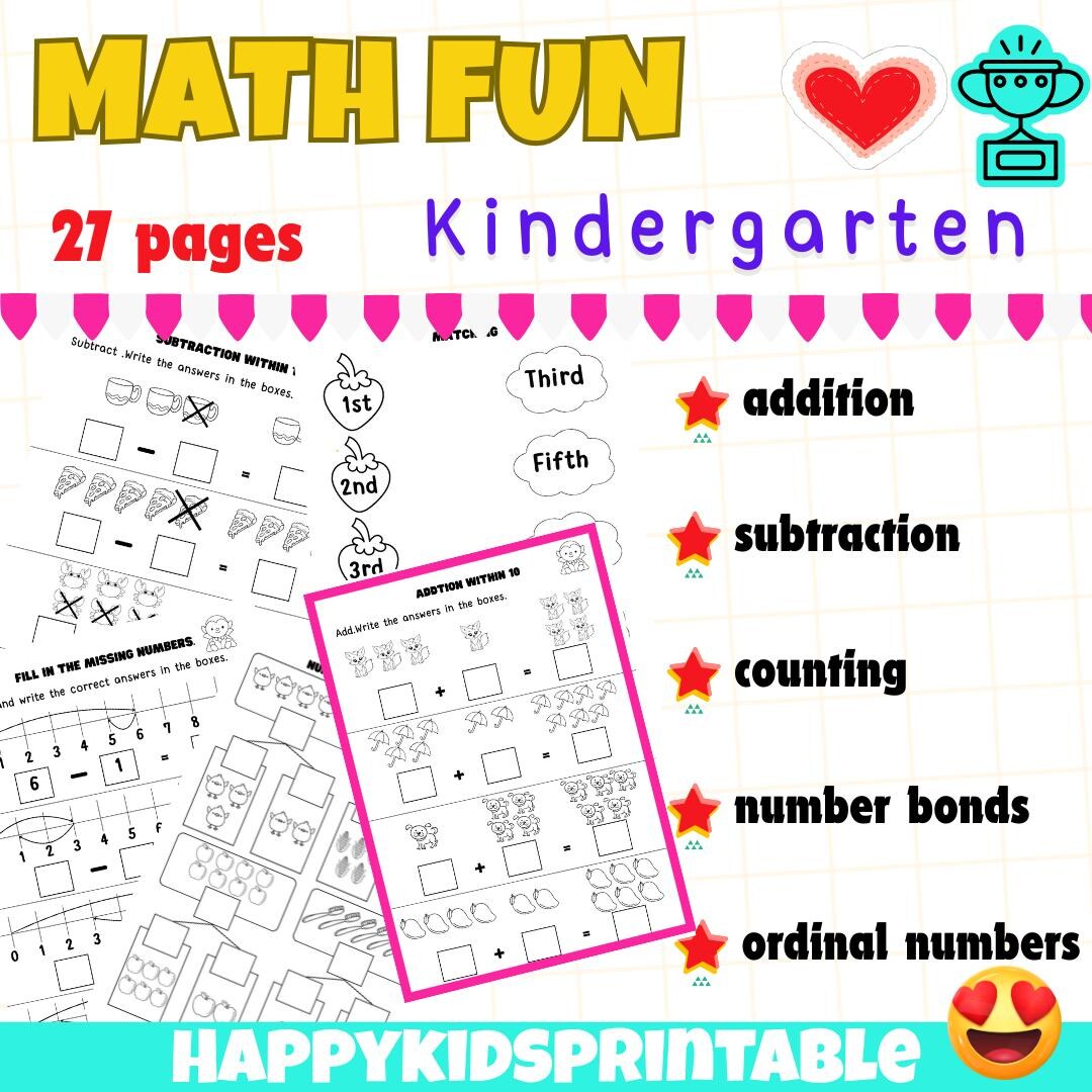 Math Worksheets for Kids | Ages 3-6 | Counting ,easy Addition ...