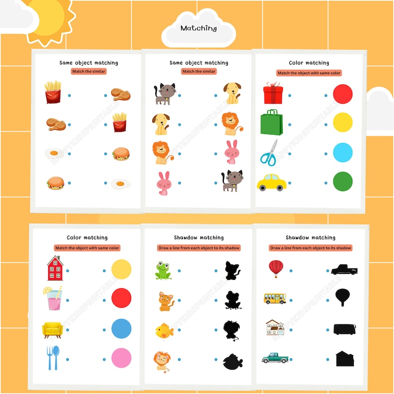 Preschool Worksheet, Printable Shadow Matching, Color Matching ...