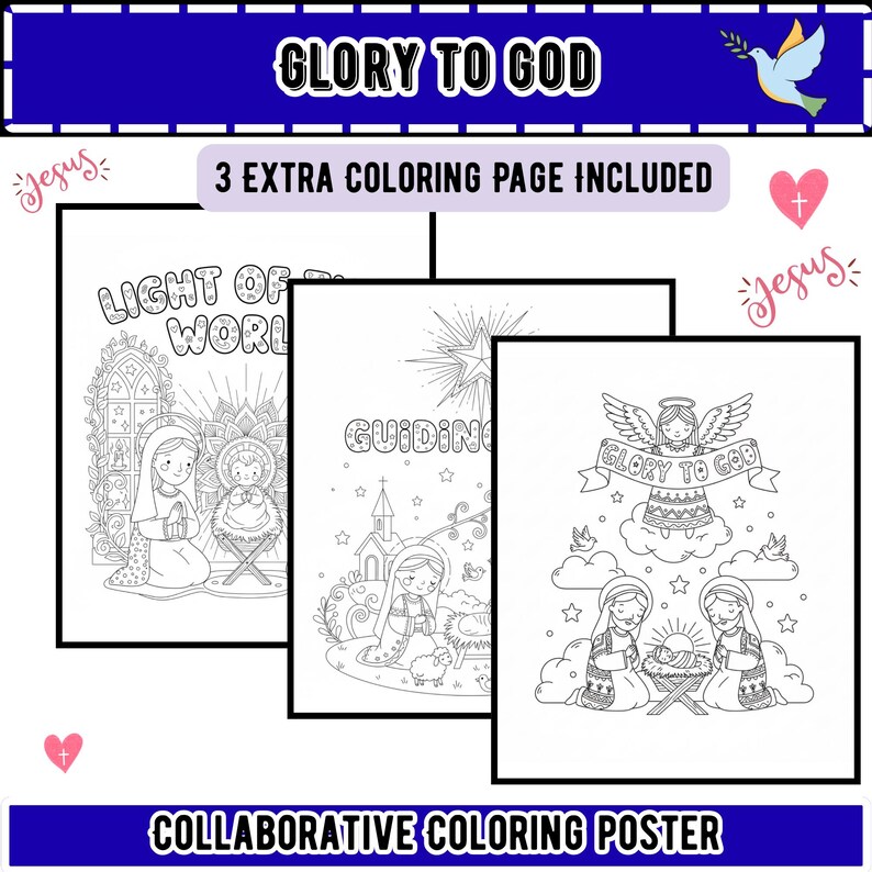 Glory to God Collaborative Coloring Poster | Nativity Scene Christmas ...