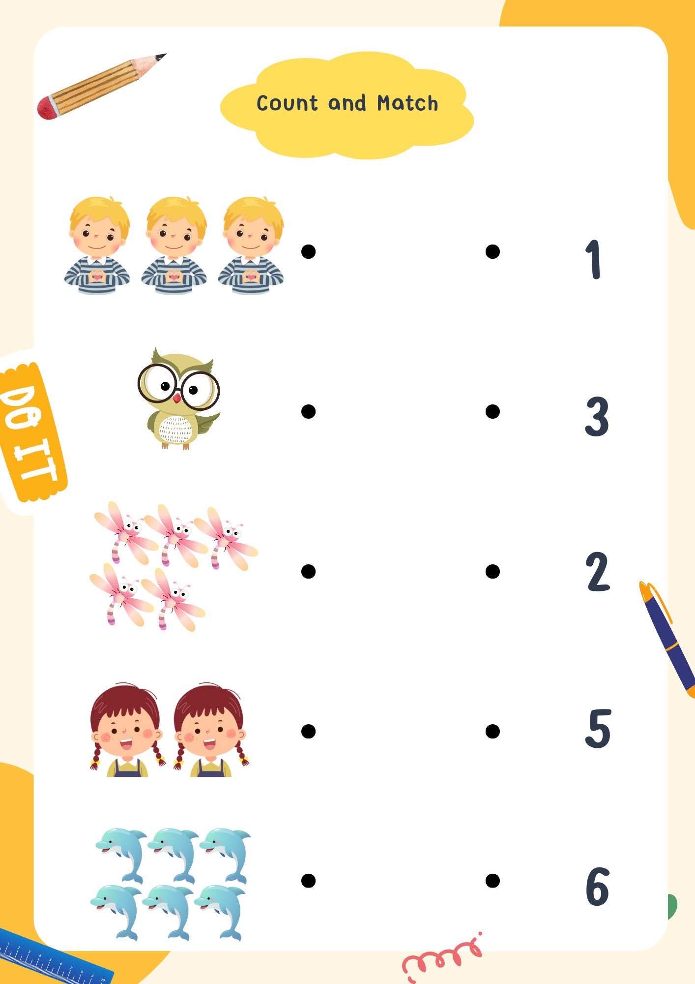 Kindergaten Worksheet, Count and Match,math Worksheet, Counting Objects ...