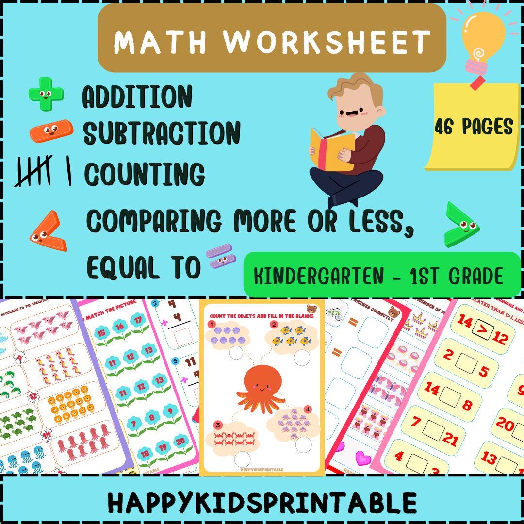 46 Printable Kindergarten Math Worksheet , Counting, Addition ...