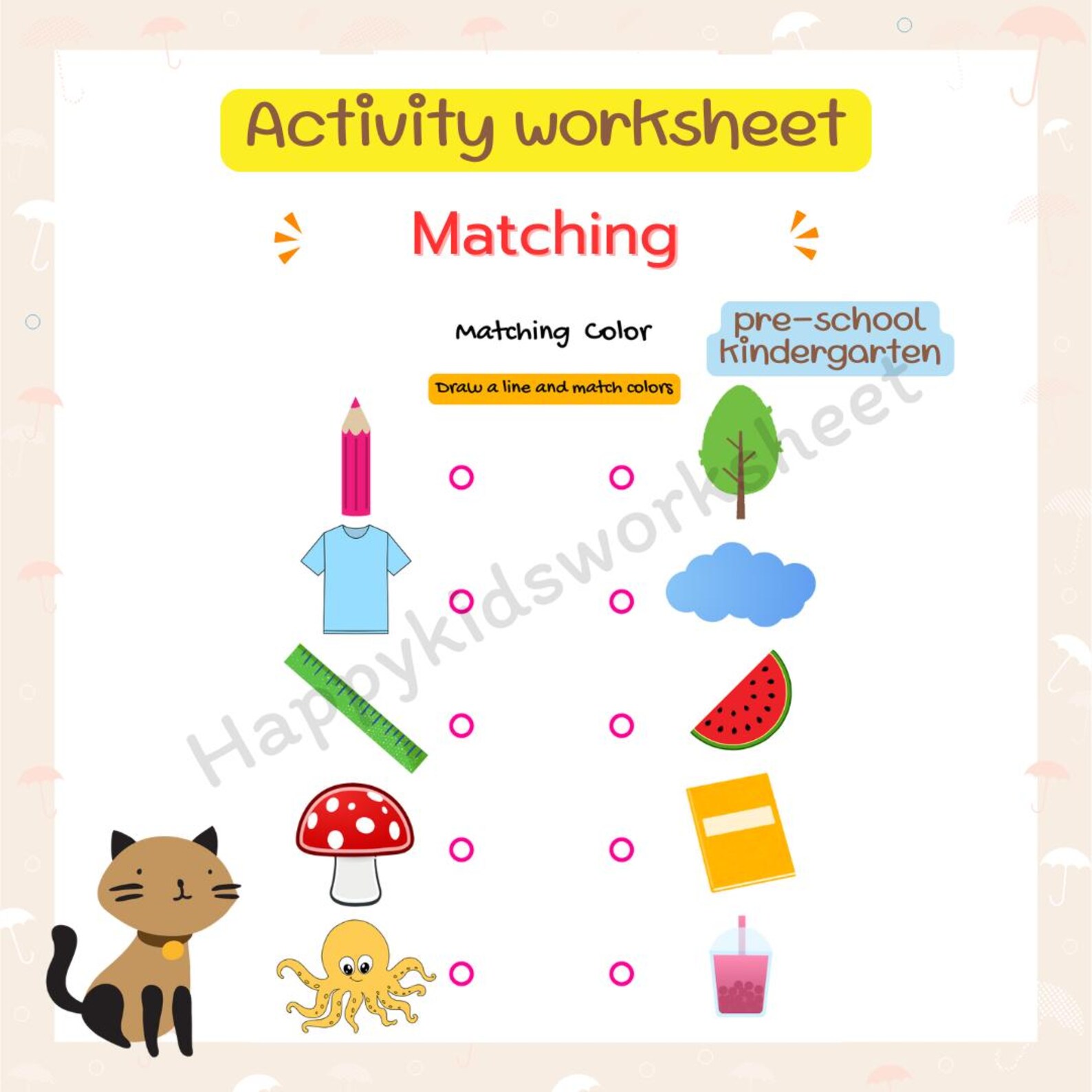 Preschool Worksheet, 25 Printable, Color Matching, Alphabet Matching ...