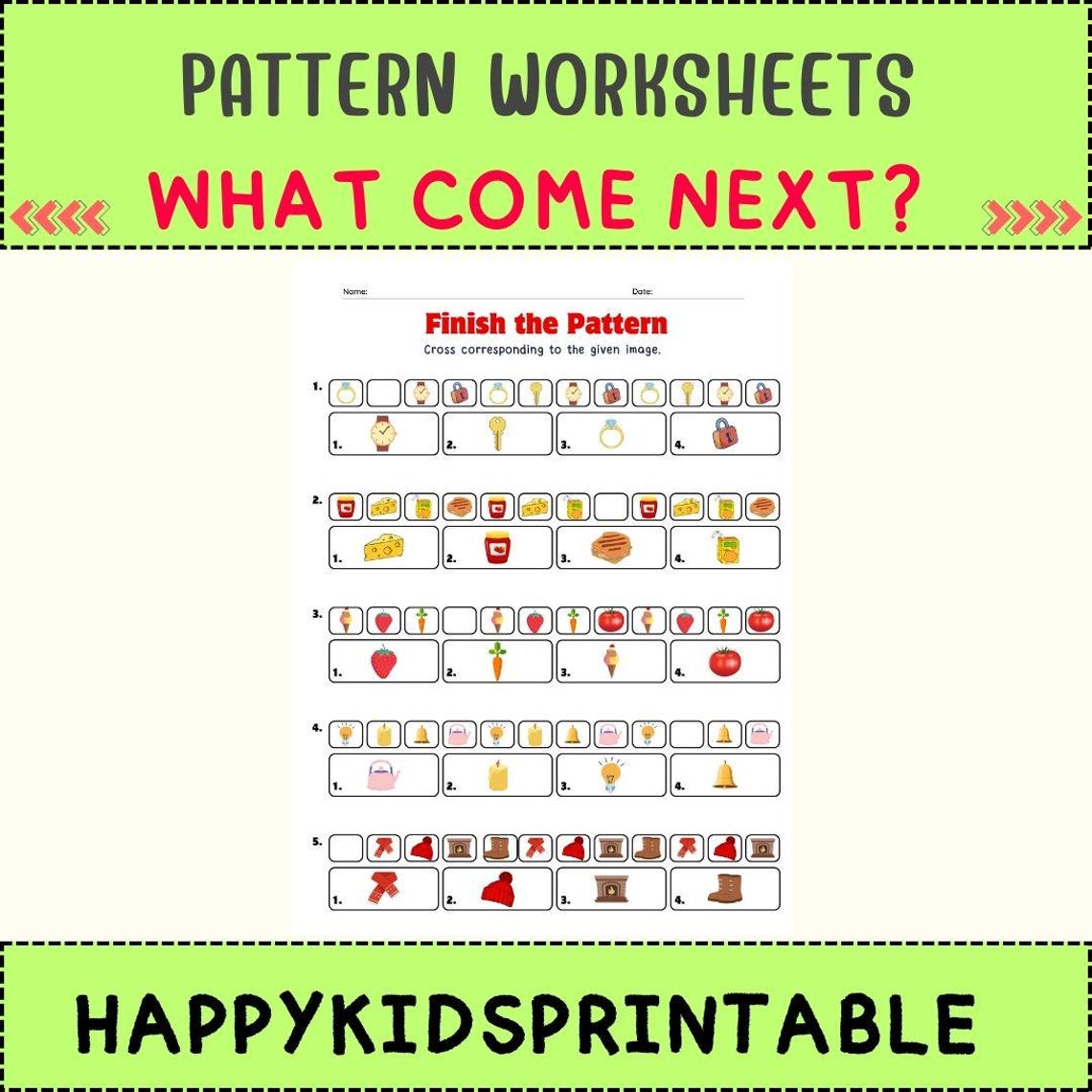 Pattern Worksheets: Math & Logic Printable for Toddlers (PDF) - Etsy