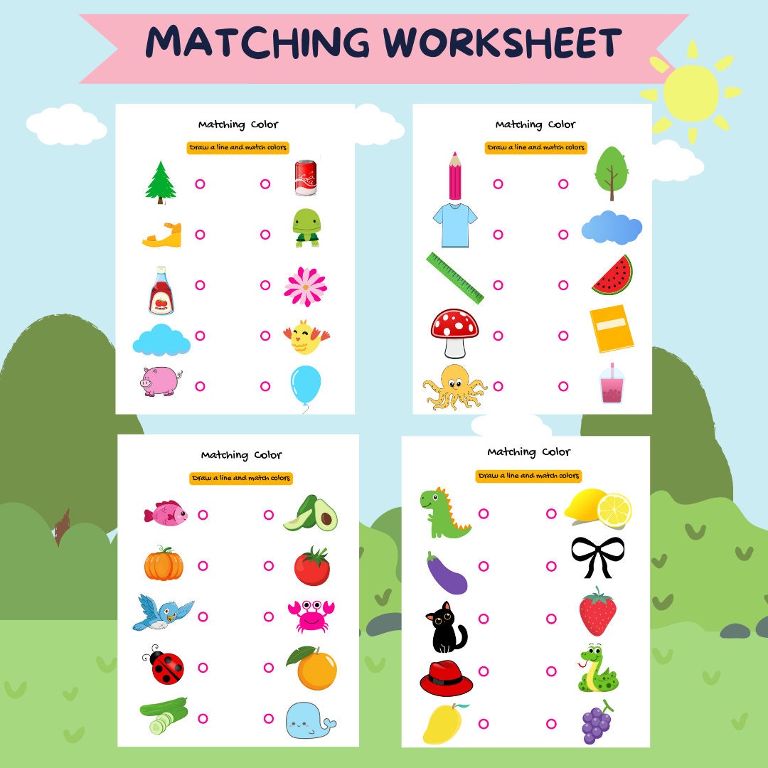 Preschool Worksheet, 25 Printable, Color Matching, Alphabet Matching ...
