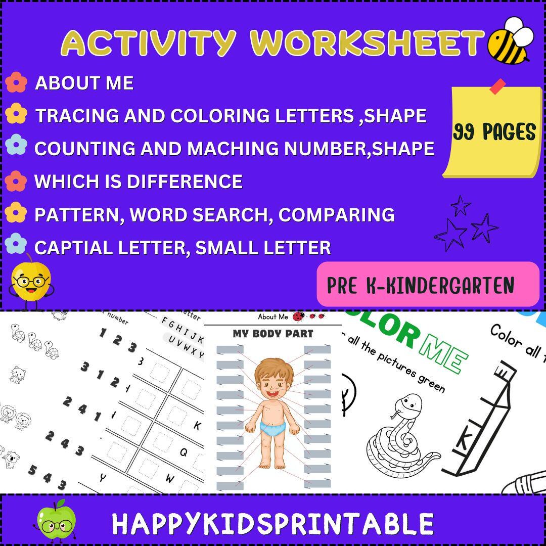 Counting, Matching, Patterns, Tracing, Word, and Coloring Activities ...