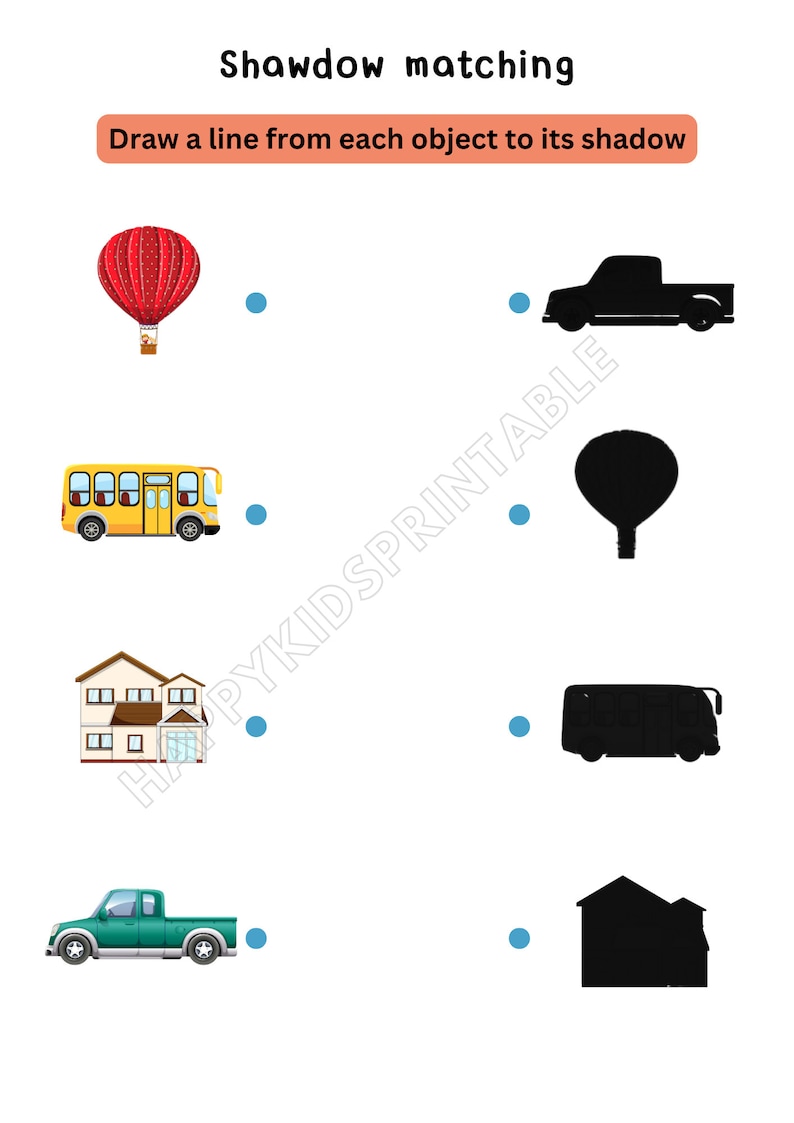 Preschool Worksheet, Printable Shadow Matching, Color Matching ...