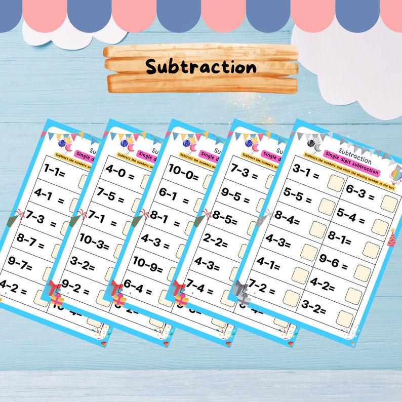 23 Printable Subtraction, Fill in the Blanks Worksheets, Math Worksheet ...
