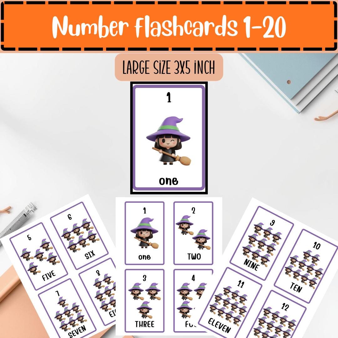 Halloween Number Flashcards: Printable Math Center Activity (PDF) - Etsy