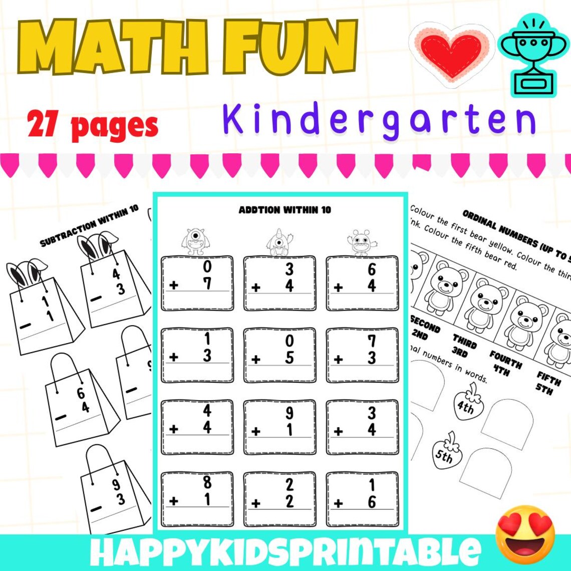 Math Worksheets for Kids | Ages 3-6 | Counting ,easy Addition ...