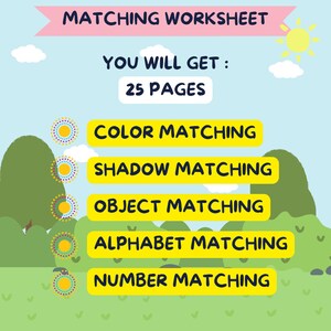Preschool Worksheet, 25 Printable, Color Matching, Alphabet Matching ...