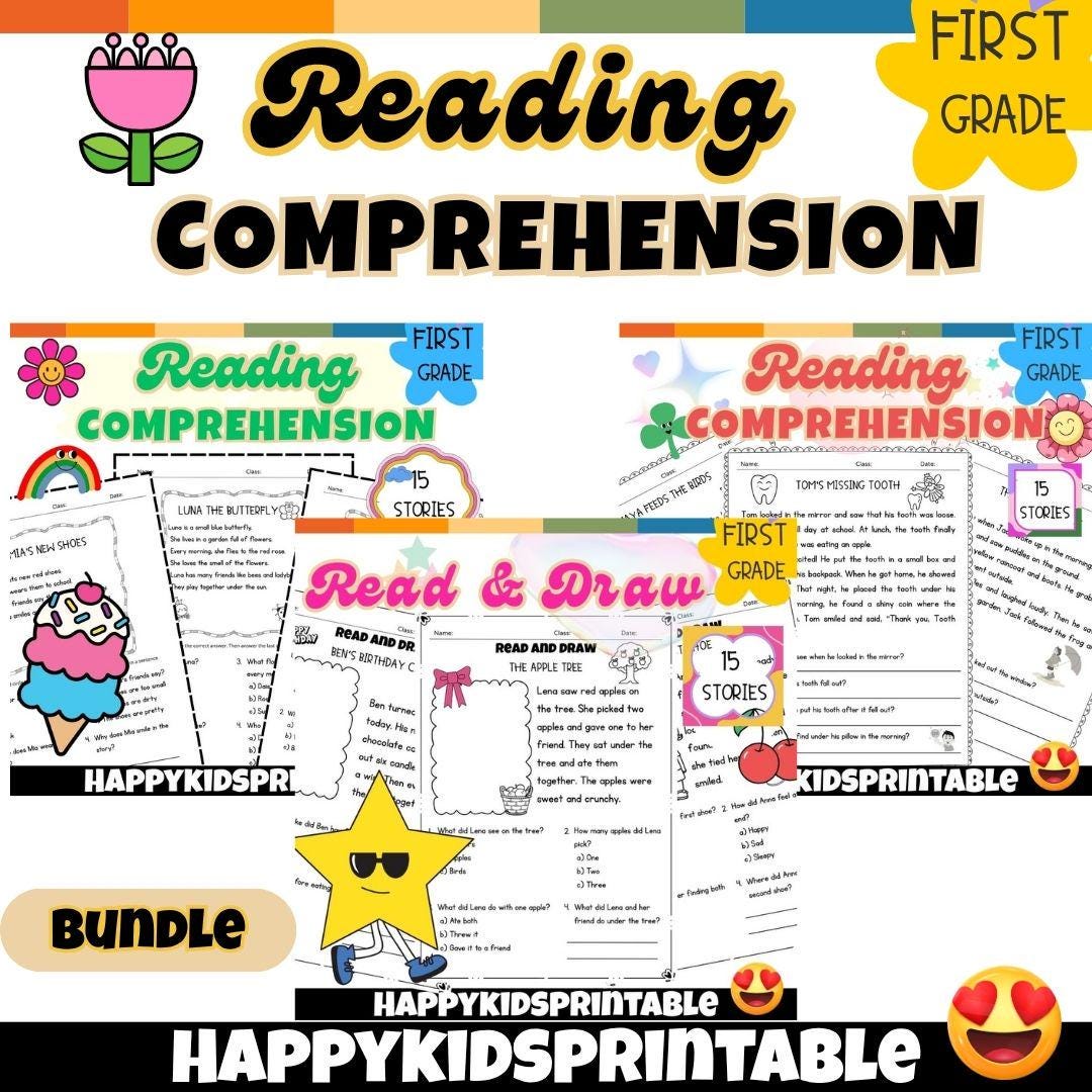 Reading Comprehension Read and Draw BUNDLE | Fiction Passages + Drawing ...
