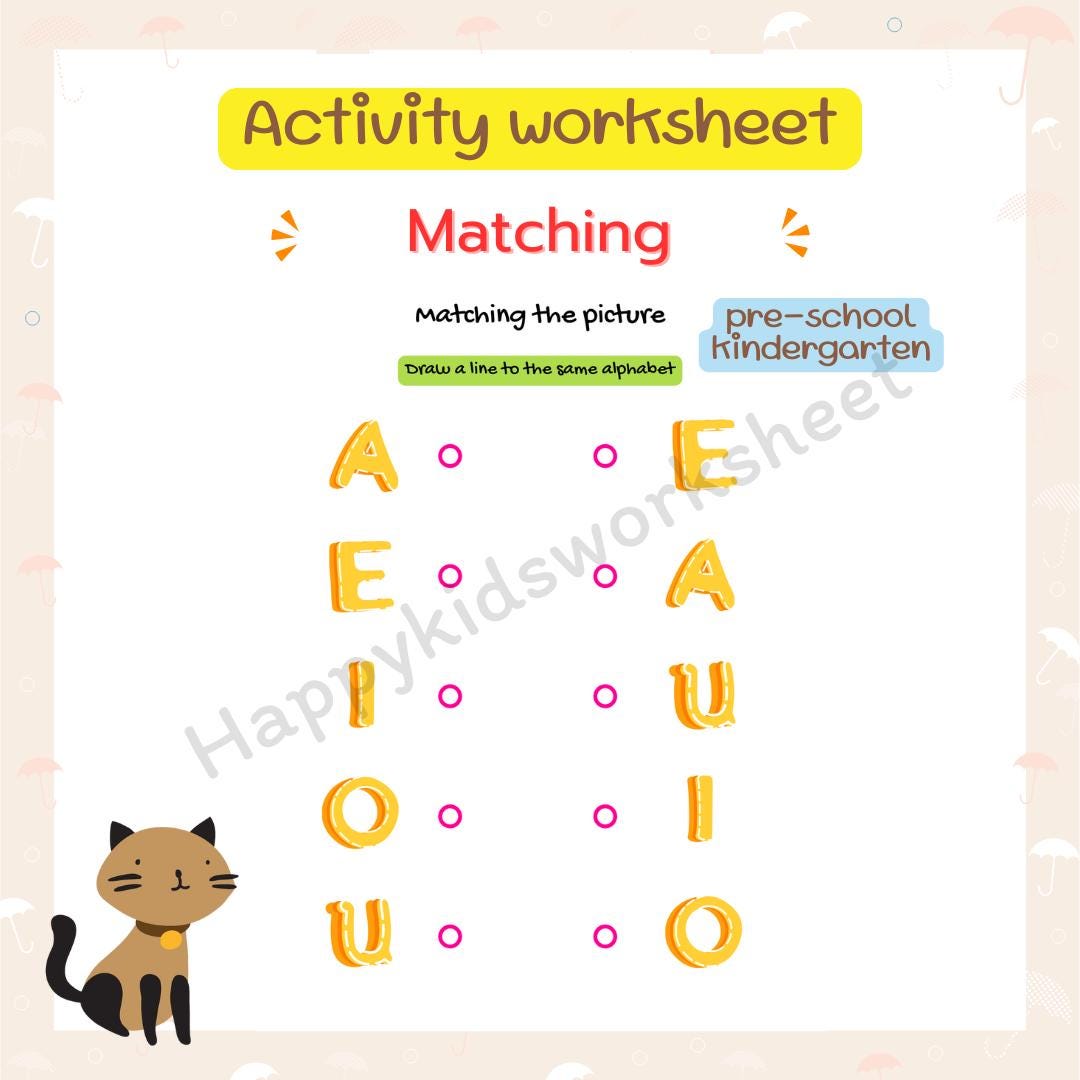 Preschool Worksheet, 25 Printable, Color Matching, Alphabet Matching ...