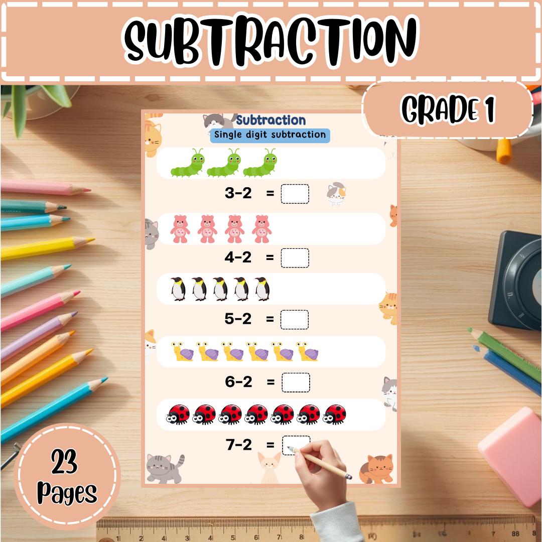 Subtraction Worksheets: Fill in the Blanks, Single Digit (PDF Download ...