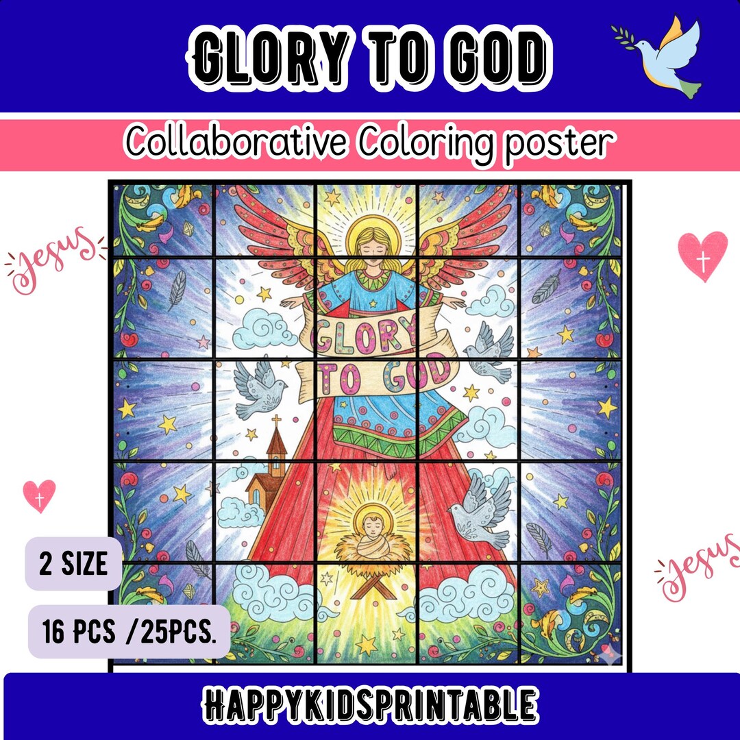 Glory to God Collaborative Coloring Poster | Nativity Scene Christmas ...