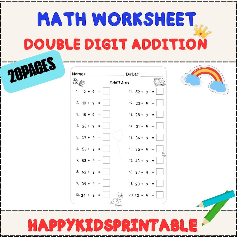 20 Printable Addition Worksheets - Printable Math Practice for Early ...