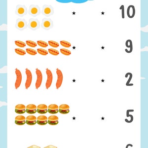 Kindergarten Worksheet, Count and Match, Math Worksheet, Counting ...