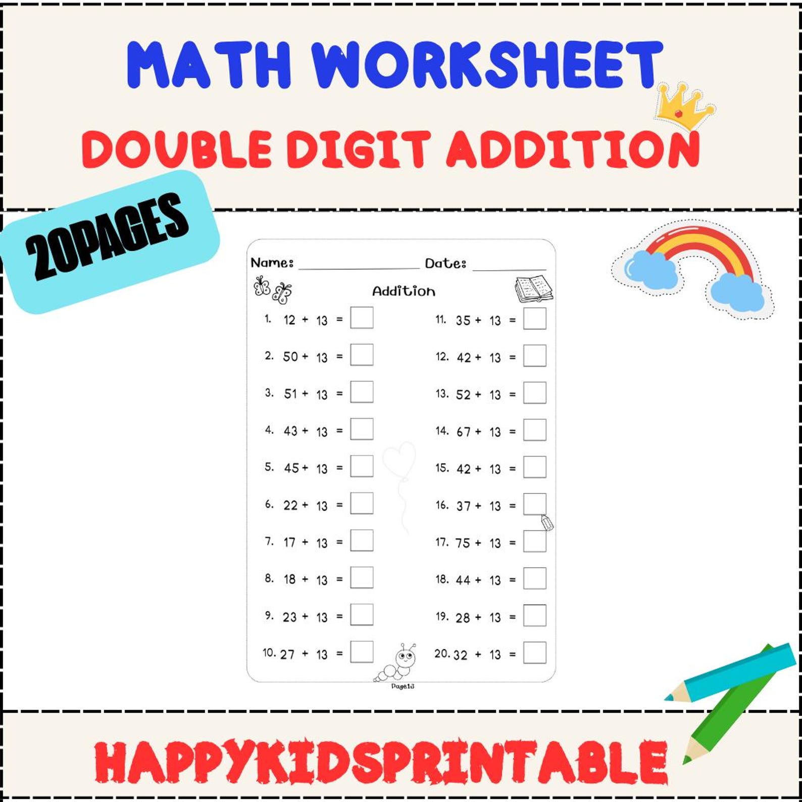 20 Printable Addition Worksheets - Printable Math Practice for Early ...