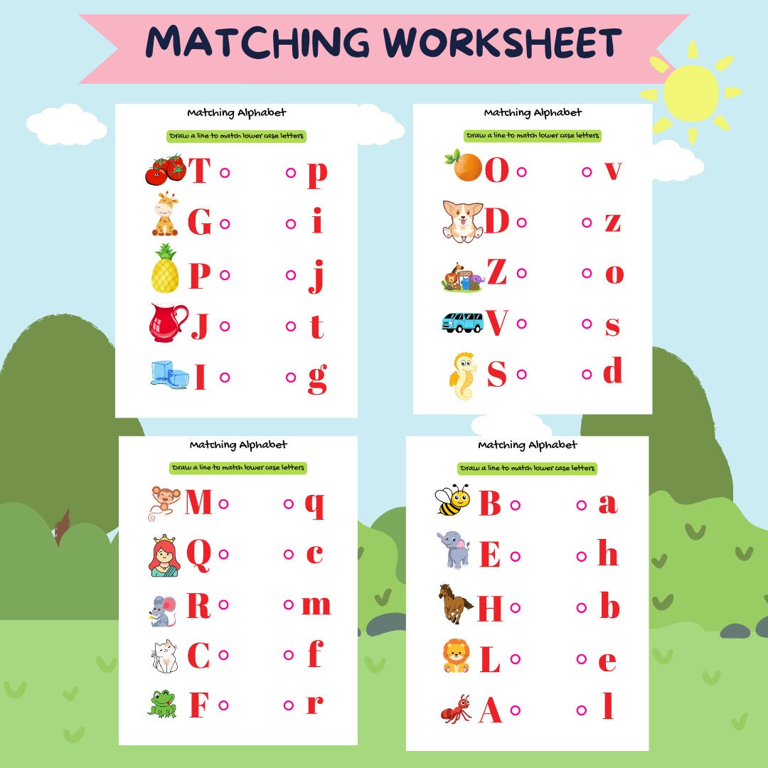 Preschool Worksheet, 25 Printable, Color Matching, Alphabet Matching ...