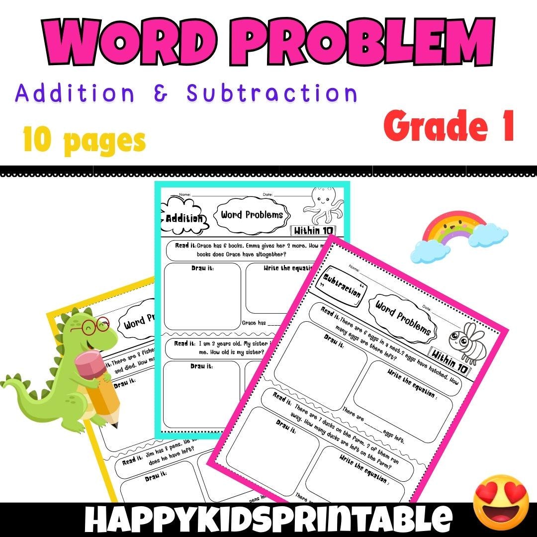 Grade 1 Math Word Problems: Addition & Subtraction (printable PDF) - Etsy