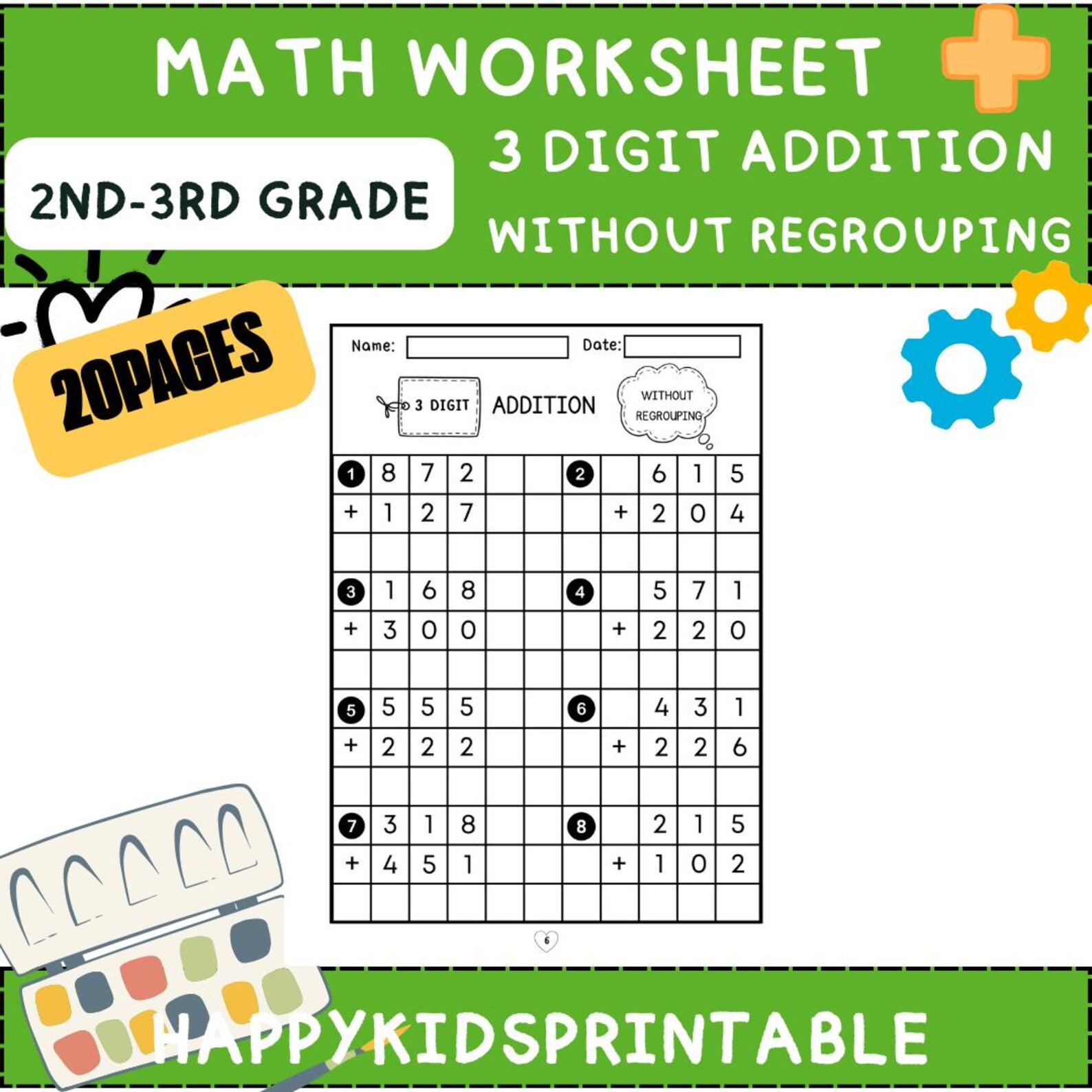 Addition Worksheet, 3digit Addition for Kids, Three Digit Addition ...