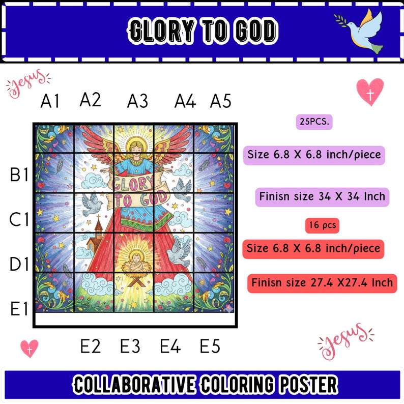 Glory to God Collaborative Coloring Poster | Nativity Scene Christmas ...