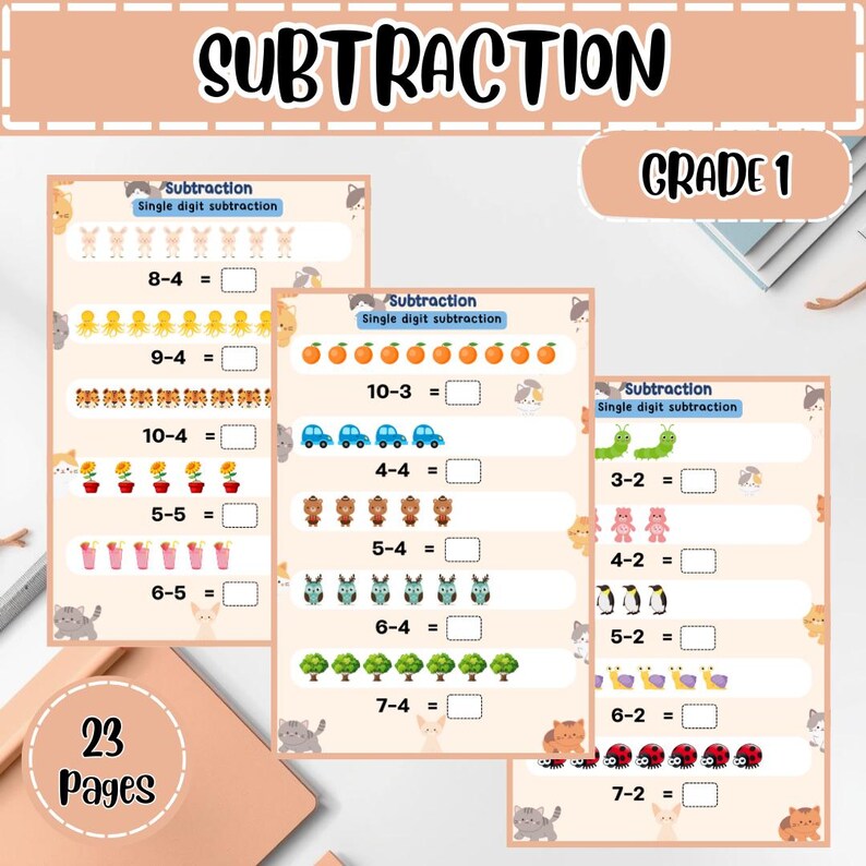 Subtraction Worksheets: Fill in the Blanks, Single Digit (PDF Download ...