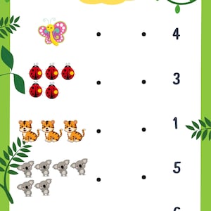 Kindergarten Worksheet, Count and Match, Math Worksheet, Counting ...