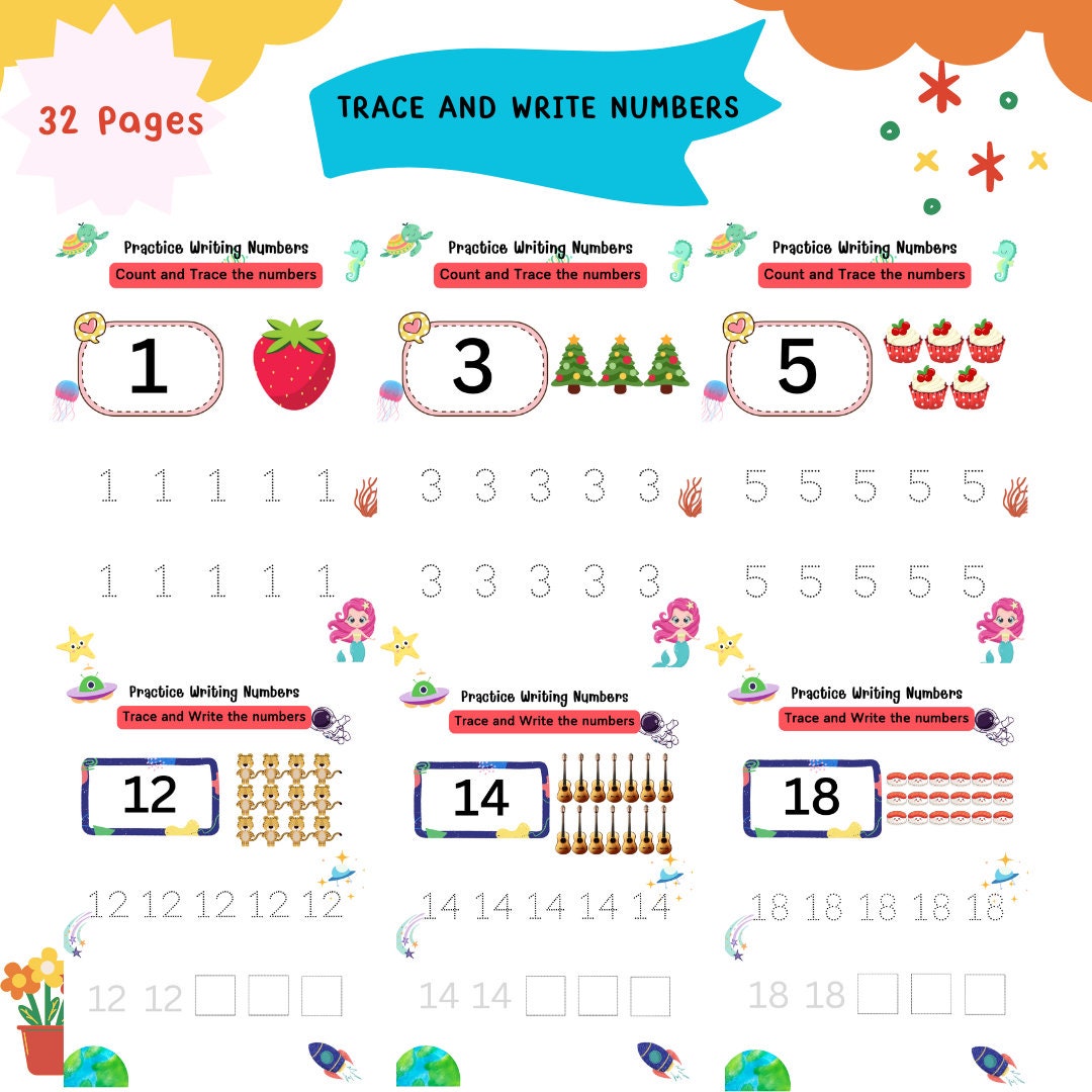 20 Number Tracing Worksheets, Traceable Numbers, Preschool Worksheets ...